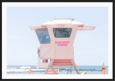 Pink Lifeguard Tower | Framed Photography Wall Art by Carly Tabak